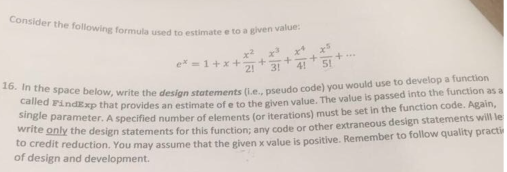 Solved Consider the following formula used to estimate e to | Chegg.com
