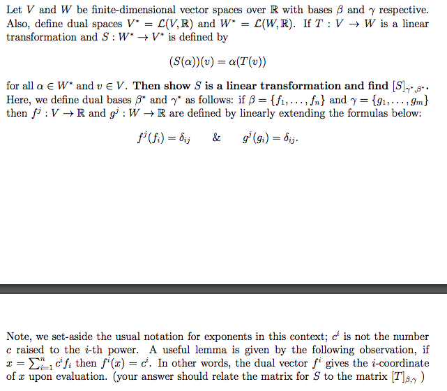 Solved Let V And W Be Finite Dimensional Vector Spaces Over