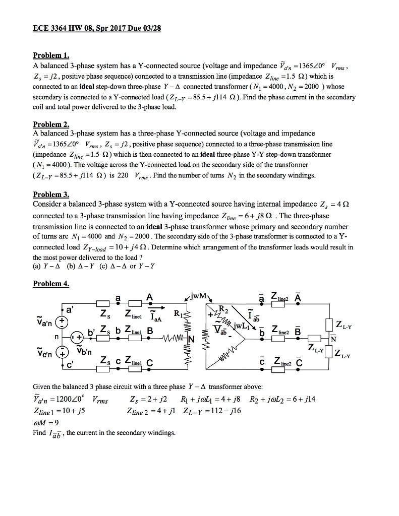 Solved A balanced 3-phase system has a Y-connected source | Chegg.com