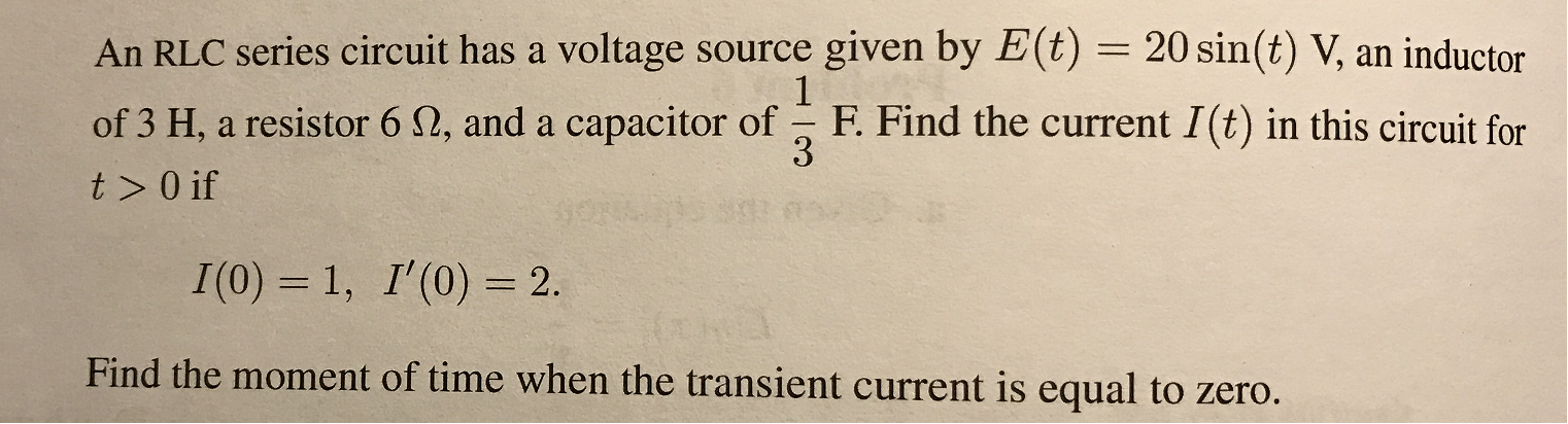 Solved An RLC series circuit has a voltage source given by | Chegg.com