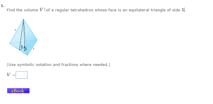 Solved 1. Find the volume Vl of a regular tetrahedron whose | Chegg.com