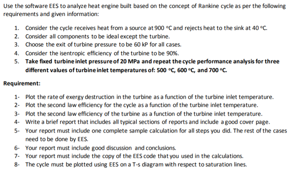 Solved Use the software EES to analyze heat engine built | Chegg.com