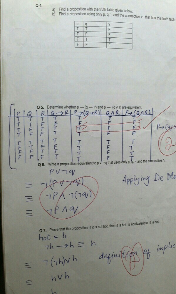 Solved Q1 Find A Proposition With Three Variables P Q And 