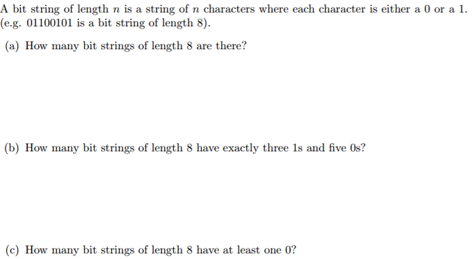 Solved A bit string of length n is a string of n characters | Chegg.com
