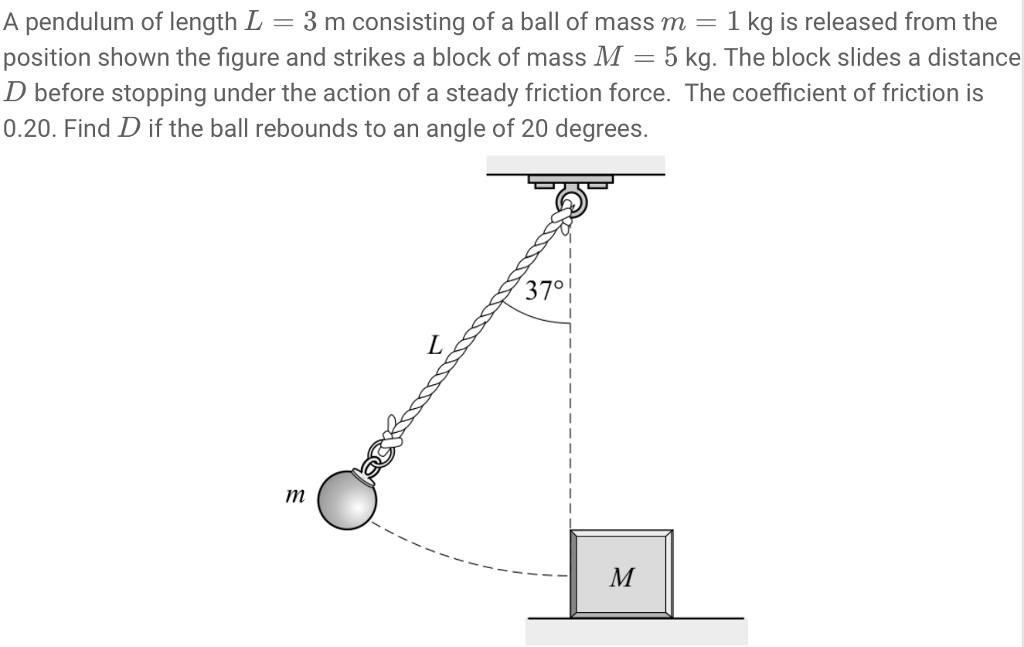 Solved A pendulum of length L 3 m consisting of a ball of | Chegg.com