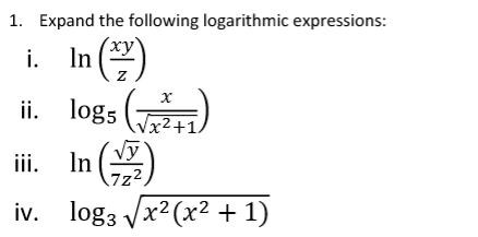 Solved Expand the following logarithmic expressions: ln | Chegg.com