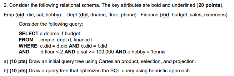 Solved Consider the following relational schema. The key | Chegg.com