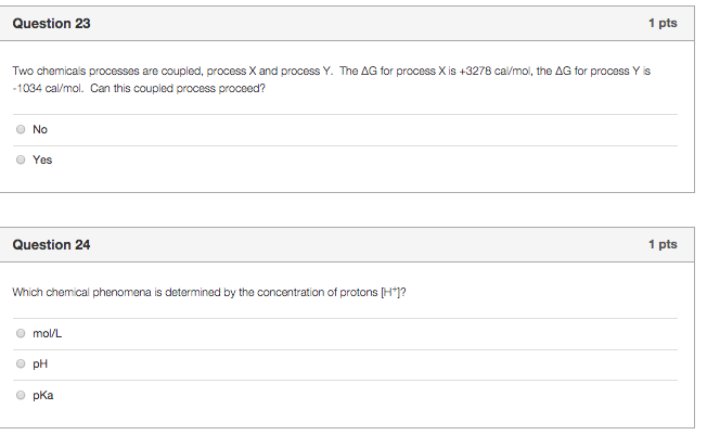 Solved Question 19 1 pts Two chemicals processes are | Chegg.com