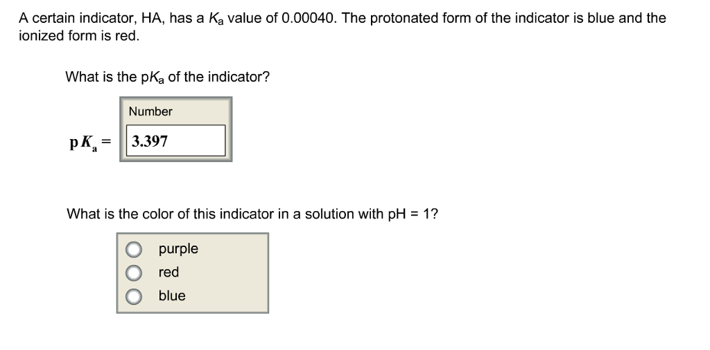 Solved A certain indicator, HA, has a Ka value of 0.00040. | Chegg.com