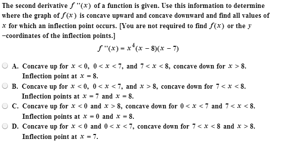 Solved The second derivative f (x) of a function is given. | Chegg.com