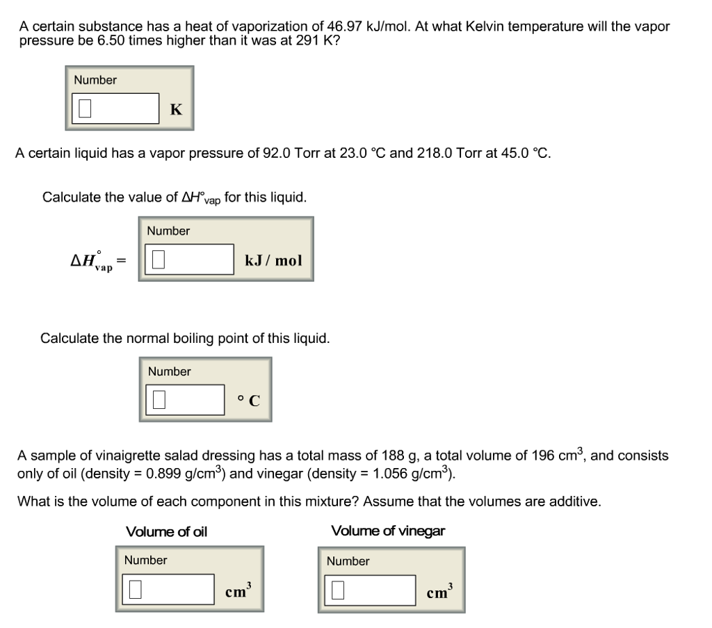 Solved A certain substance has a heat of vaporization of | Chegg.com
