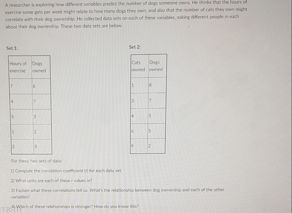 Solved A researcher is exploring how different variables | Chegg.com