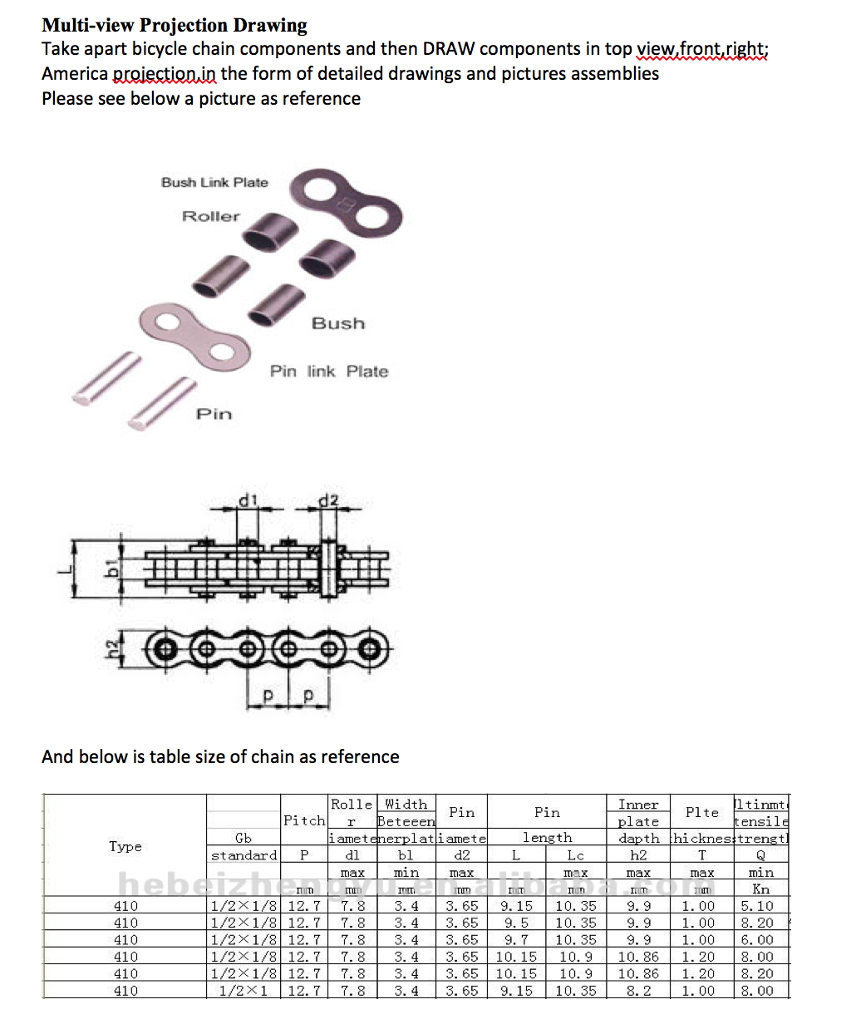 Solved Take apart bicycle chain components and then DRAW | Chegg.com