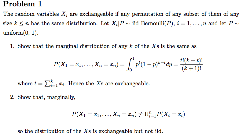 Solved The random variables X_i are exchangeable if any | Chegg.com