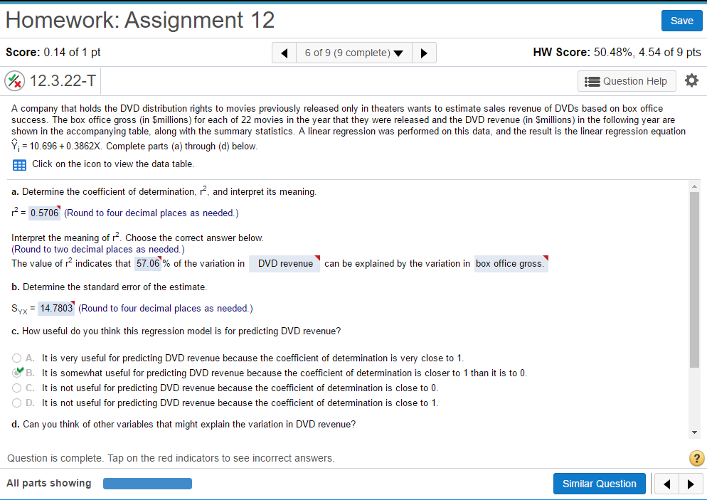 Homework Assignment 12 Save Hw Score 50 48 4 54 Of