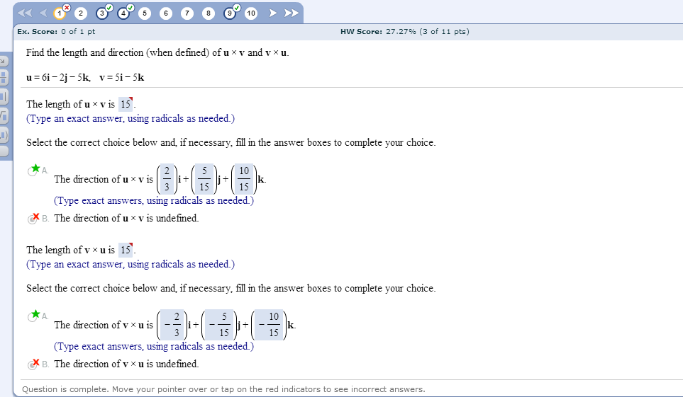 Solved Find the length and direction (when defined) of u x v | Chegg.com