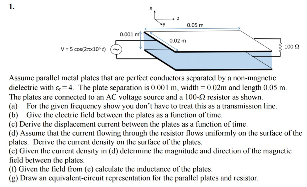 Solved Assume parallel metal plates that are perfect | Chegg.com