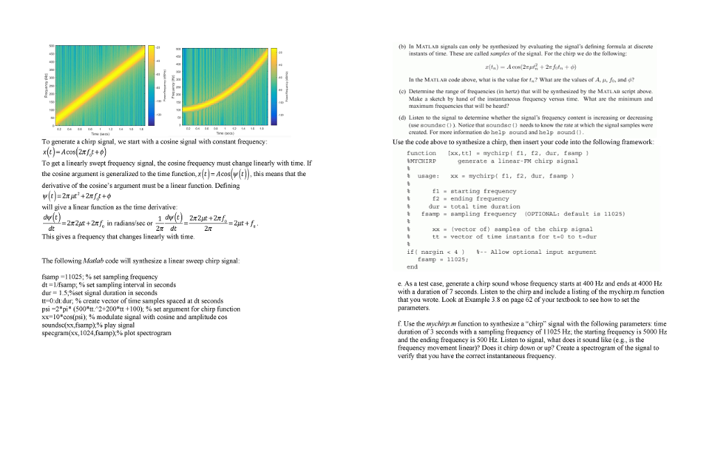 Solved To generate a chirp signal, we start with a cosine | Chegg.com