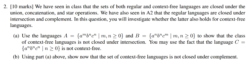 Solved We have seen in class that the sets of both regular | Chegg.com Solved We have seen in class that the sets of both regular | Chegg.com