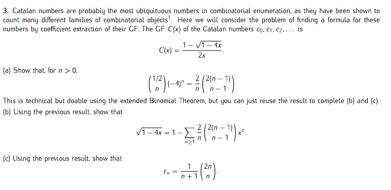 Solved 3 Catalan Numbers Are Probably The Most Ubiquituous