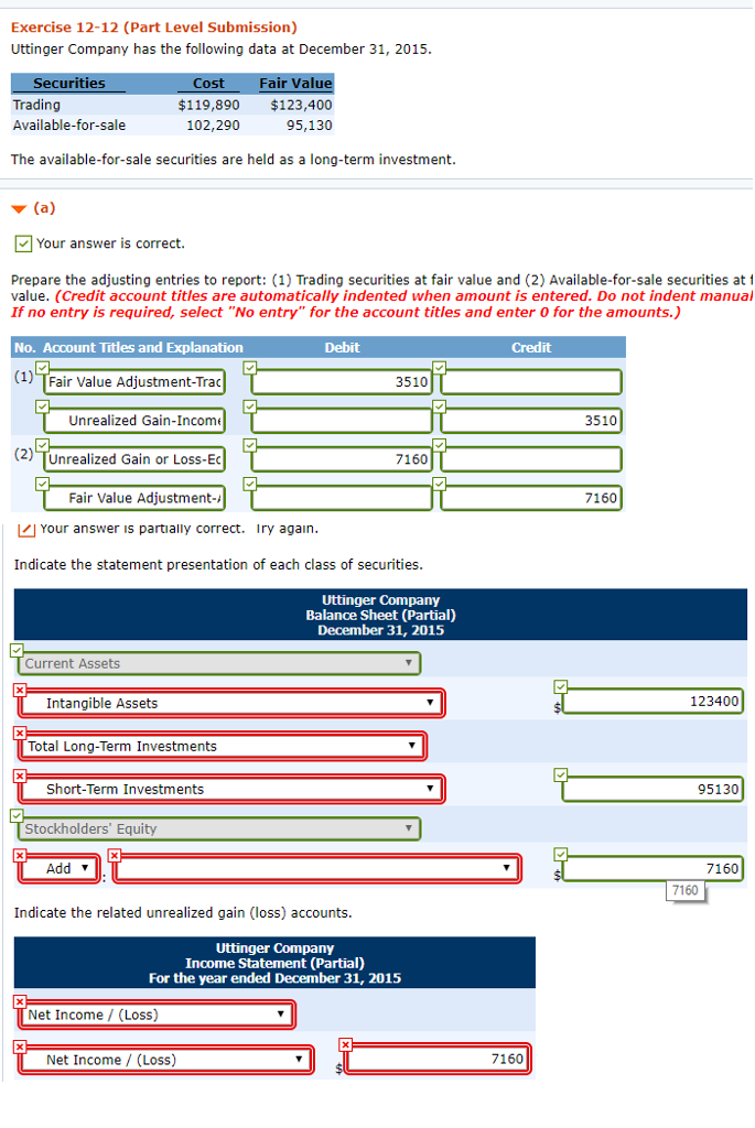 Solved Exercise 12-12 (Part Level Submission) Uttinger | Chegg.com