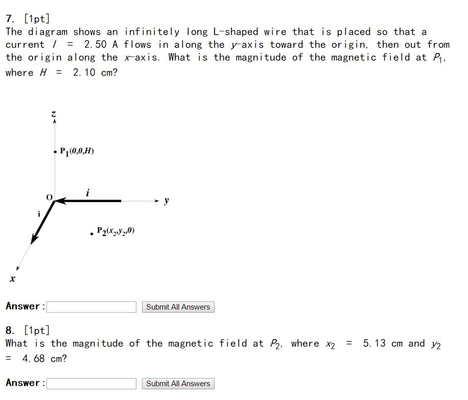 Solved The diagram shows an infinitely long L-shaped wire | Chegg.com