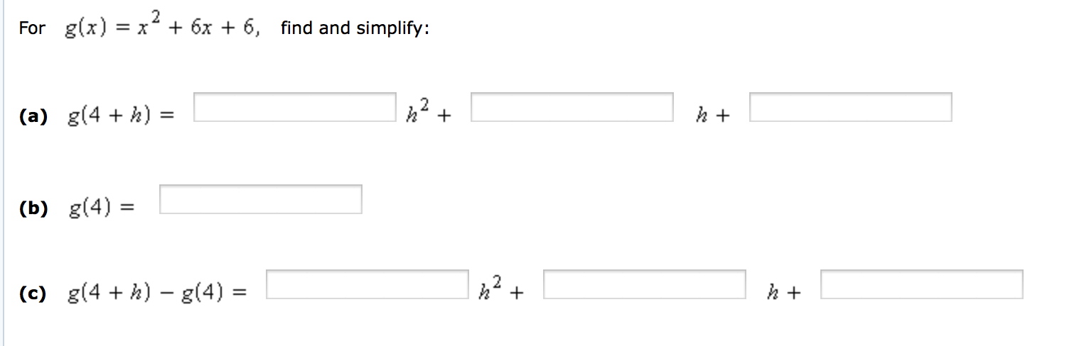 Solved For G x x2 6x 6 Find And Simplify Chegg solved-for-g-x-x2-6x-6-find-and-simplify-chegg