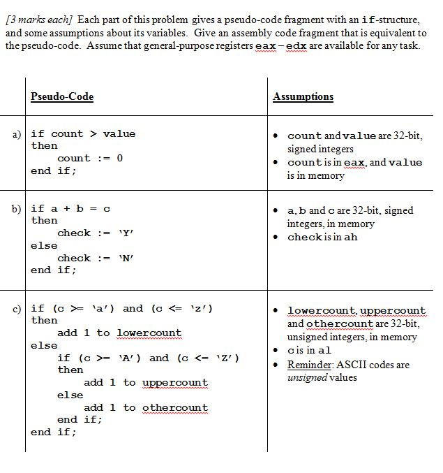 Solved [3 marks each] Each part of this problem gives a | Chegg.com