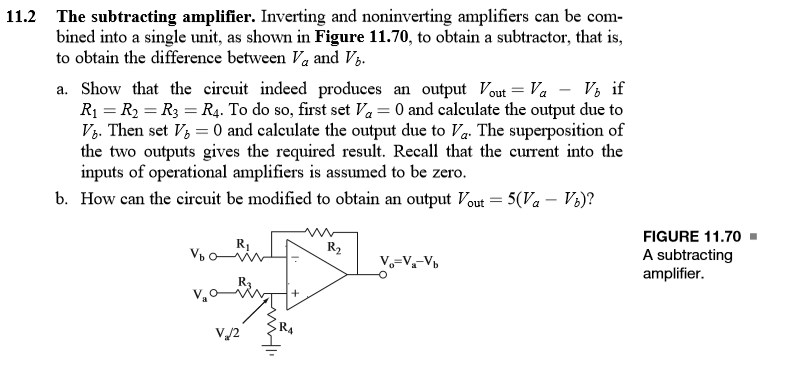 Solved The subtracting amplifier. Inverting and noninverting | Chegg.com