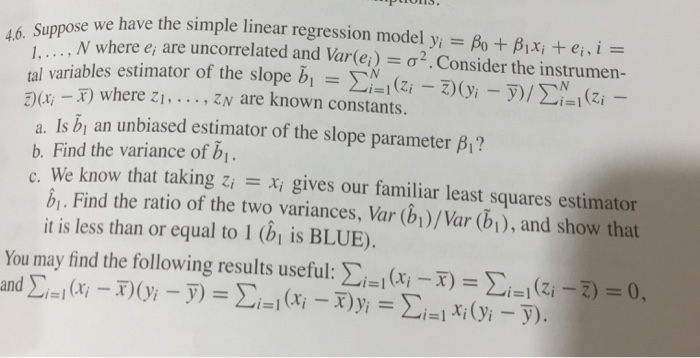 Solved Suppose we have the simple linear regression model | Chegg.com