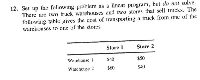 Solved 12. Set up the following problem as a linear program, | Chegg.com