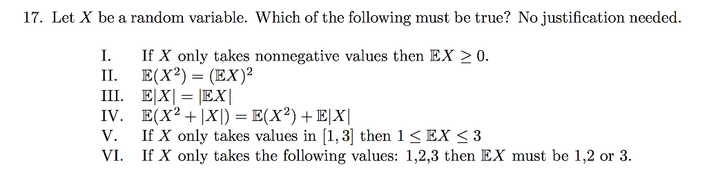 Solved 17. Let X be a random variable. Which of the | Chegg.com