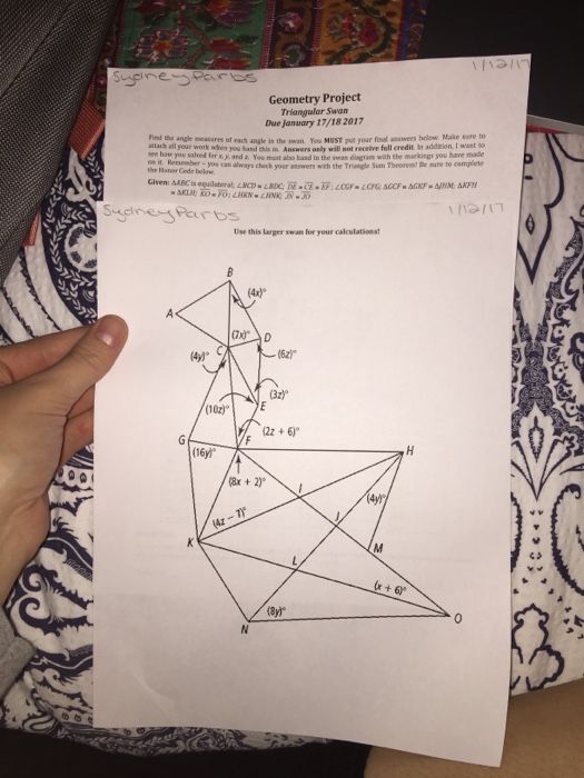 Solved Geometry Project Triangular Swan Due January | Chegg.com