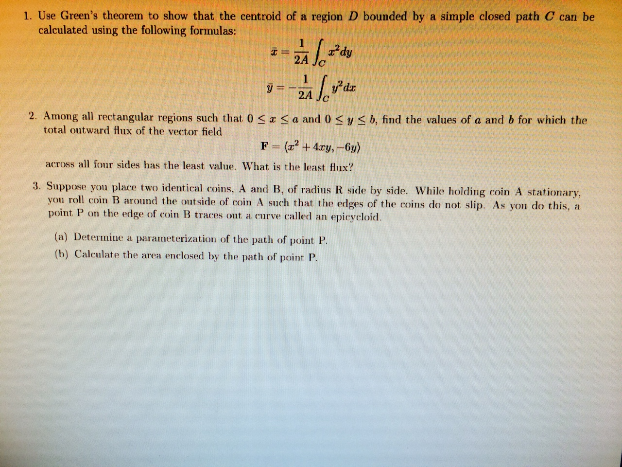 Solved 1. Use Green's theorem to show that the centroid of a | Chegg.com Solved 1. Use Green's theorem to show that the centroid of a | Chegg.com