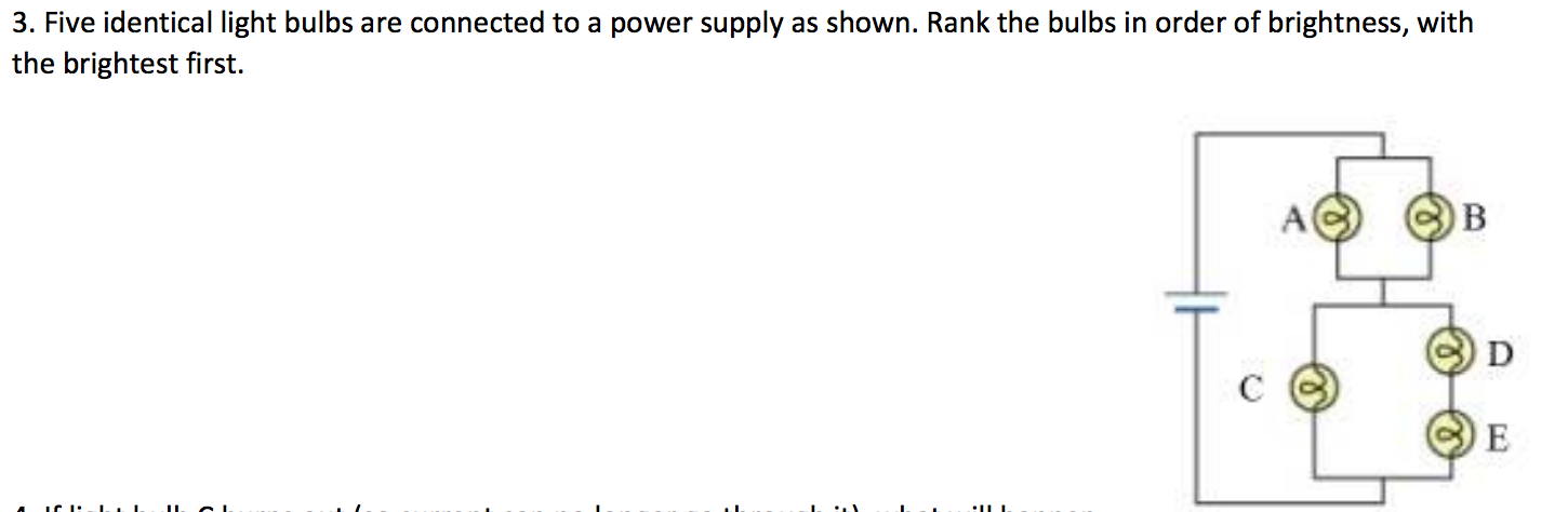 Solved Five identical light bulbs are connected to a power | Chegg.com