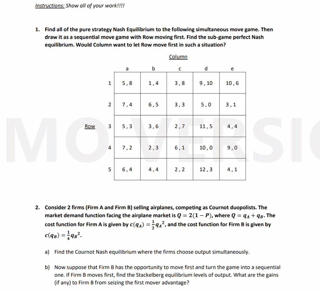 Solved Instructions: Show all of your work!!!! Find all of | Chegg.com