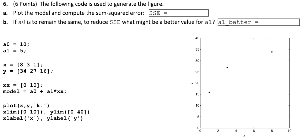 Solved 6. a. b. (6 Points) The following code is used to | Chegg.com