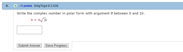 Solved Write the complex number in polar form with argument | Chegg.com