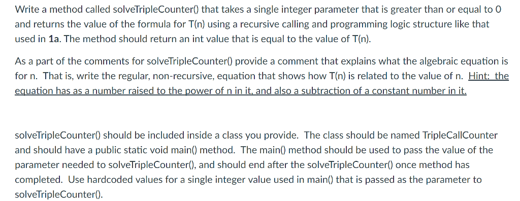 Solved LAB 1b: Triple Call Counter [ TripleCallCounter.java | Chegg.com