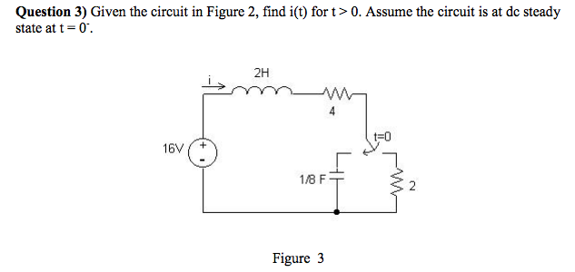 Solved Given the circuit in Figure 2, Find i(t) for t | Chegg.com