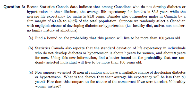 Question 3: Recent Statistics Canada data indicate | Chegg.com