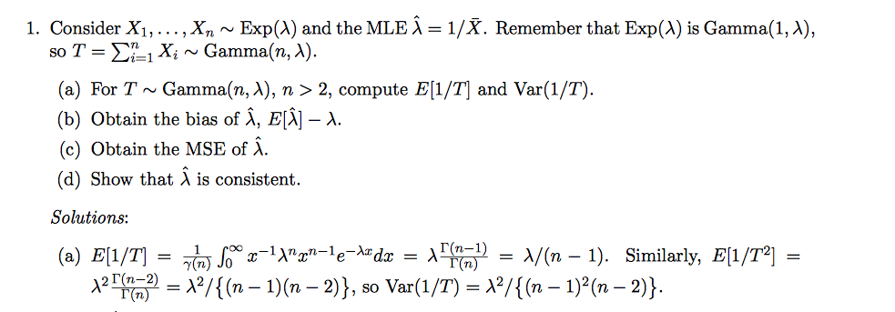 Consider X1,...,Xn~Exp(lambda) and the MLE Remember | Chegg.com