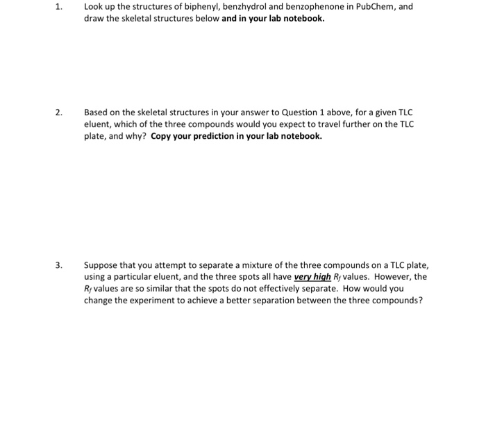 Solved Look up the structures of biphenyl, benzhydrol and | Chegg.com