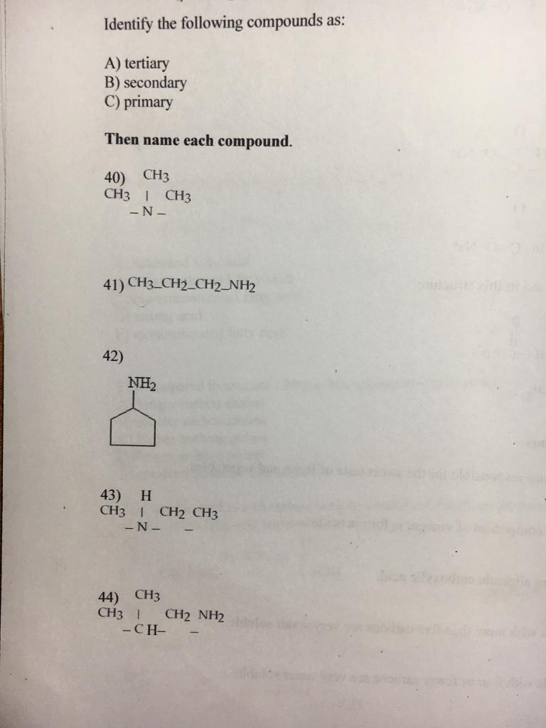 Solved Identify the following compounds as tertiary, | Chegg.com