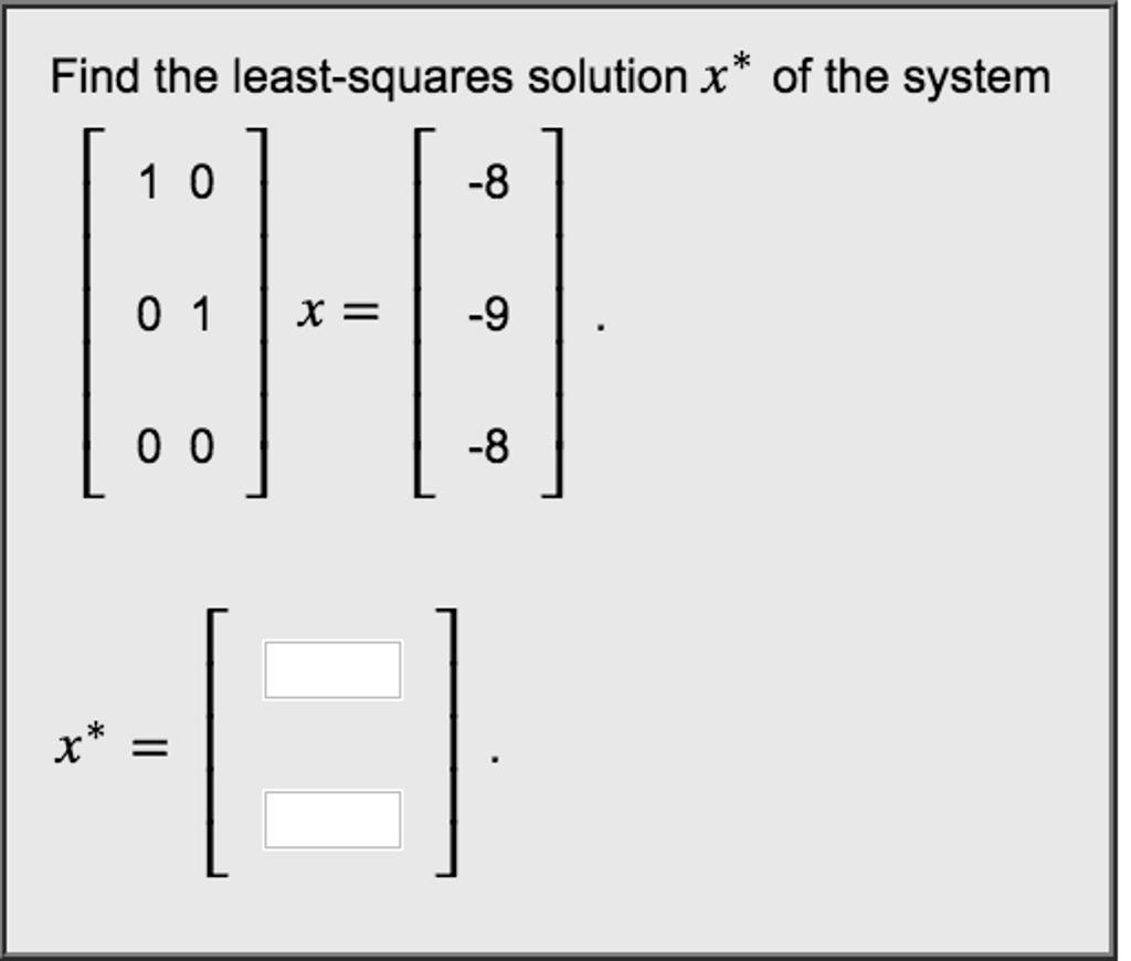 Solved Find the least-squares solution x* of the system [1 0 | Chegg.com