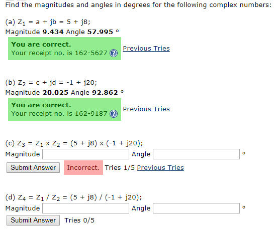 Solved Find The Magnitudes And Angles In Degrees For The Chegg