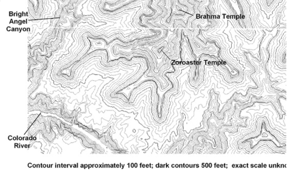 Solved Topographic map of parts of the Bright Angel and | Chegg.com