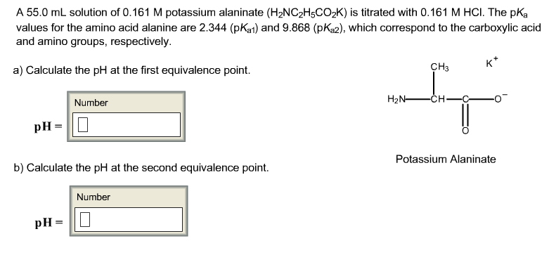 Solved A 55.0 mL solution of 0.161 M potassium alaninate | Chegg.com