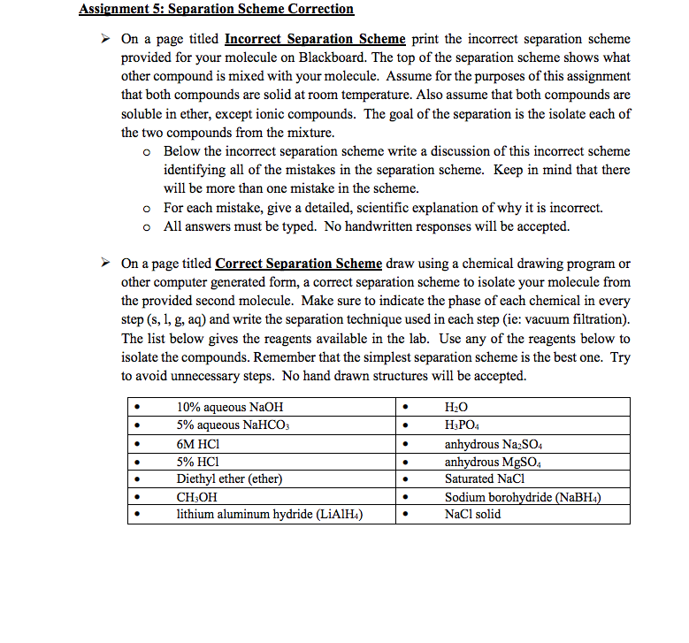 Solved ssignment 5: Separation Scheme Correction On a page | Chegg.com
