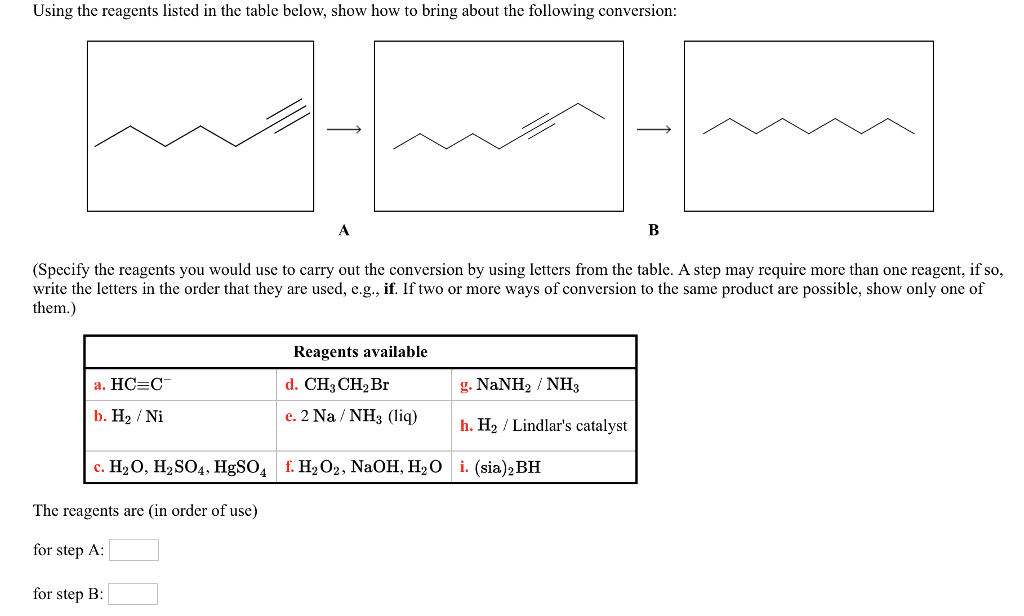 Solved Using the reagents listed in the table below, show | Chegg.com